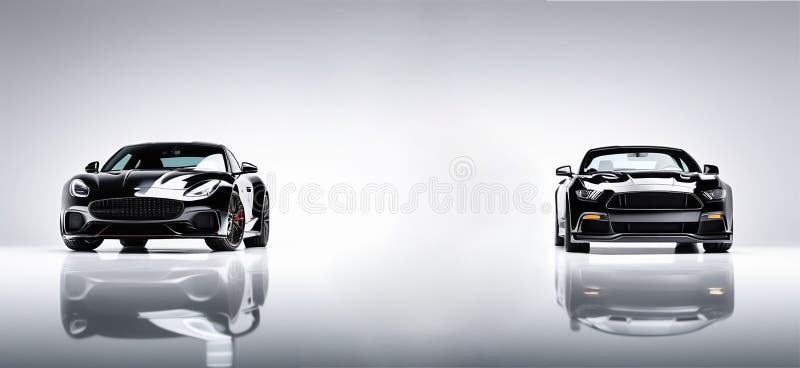 Two Black Cars on a White Background Stock Illustration - Illustration ...
