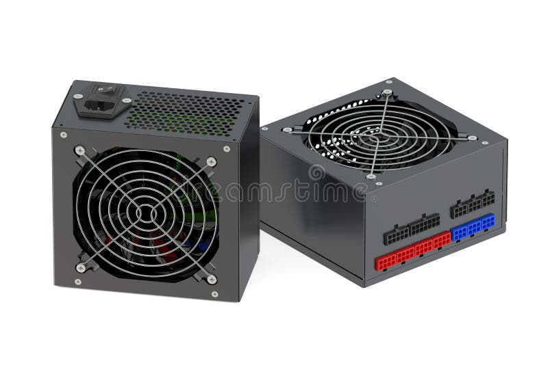 Two Red Computer Power Supply Units Stock Illustration - Illustration ...