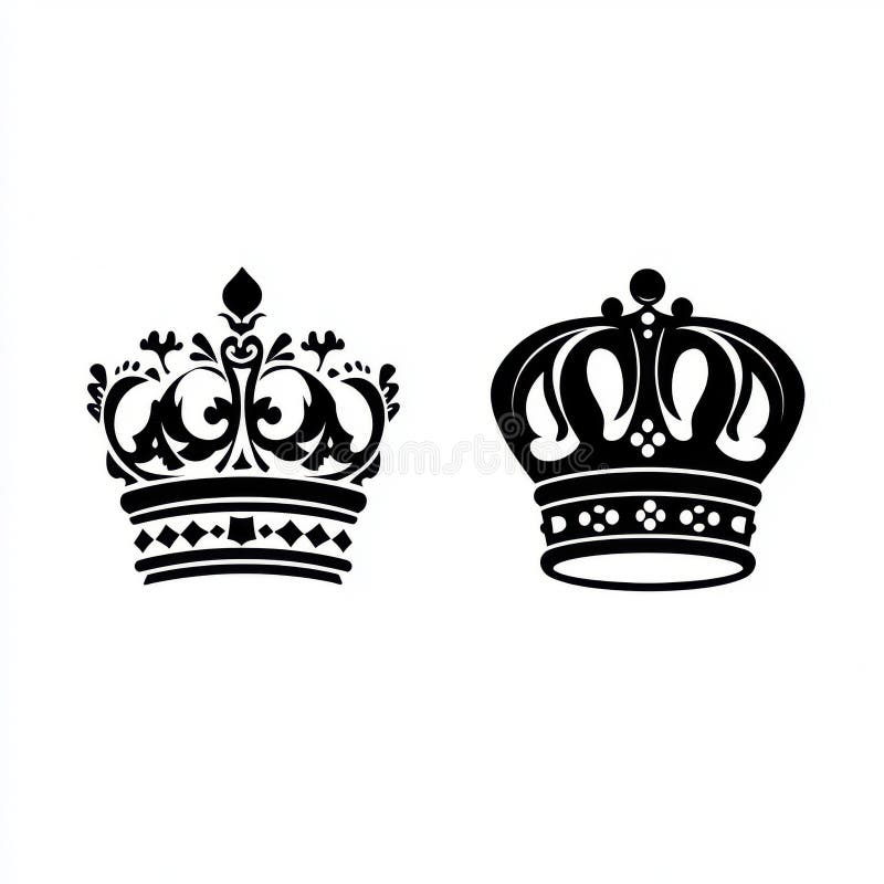 Two Black Crown Designs Royal Symbols King Queen Stock Illustration ...