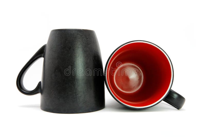 Two black cups isolated stock photo. Image of white, close - 8870400