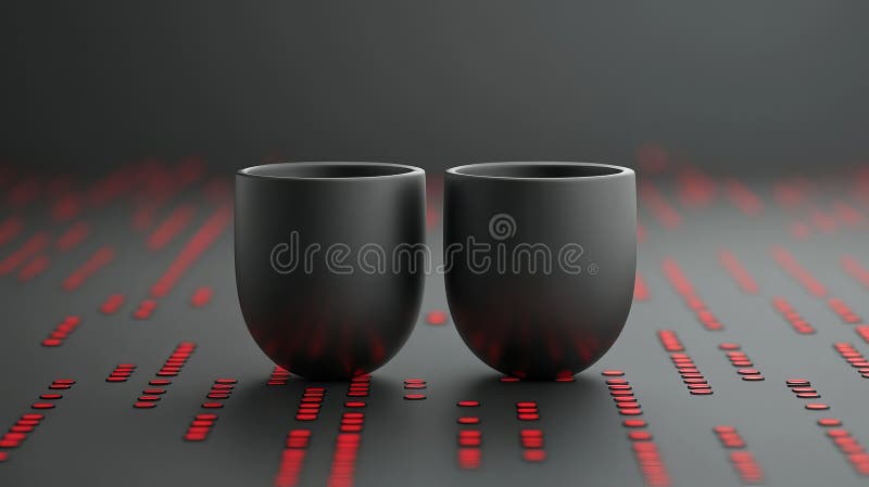 Two Black Cups with Red Lights, a Dramatic Still Life Photography of ...