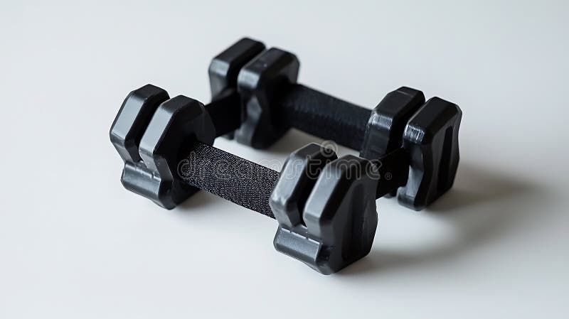 Two Black Dumbbells with a Black Rubber Band on the Handle Stock Image ...