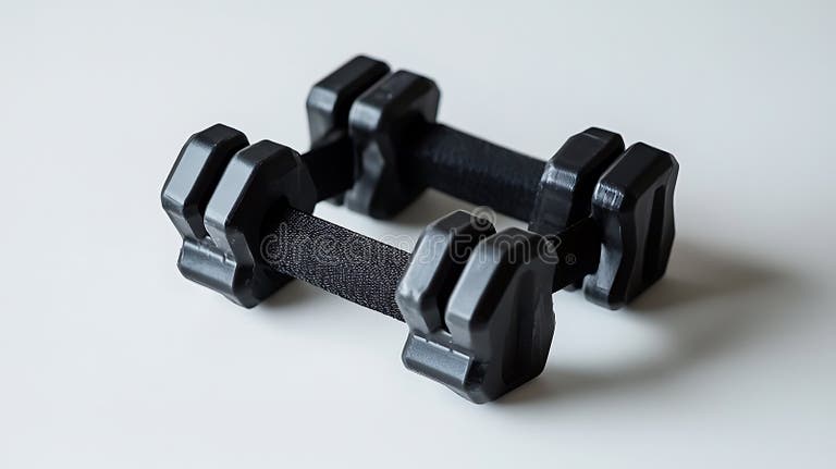 Two Black Dumbbells with a Black Rubber Band on the Handle Stock Image ...