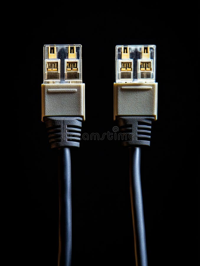 Two Black Ethernet Cables Joined Together Stock Image - Image of ...