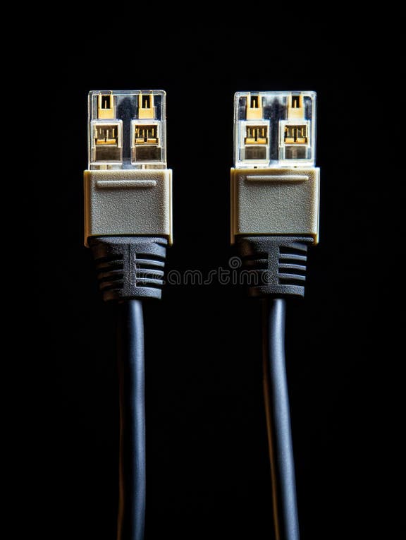 Two Black Ethernet Cables Joined Together Stock Image - Image of ...
