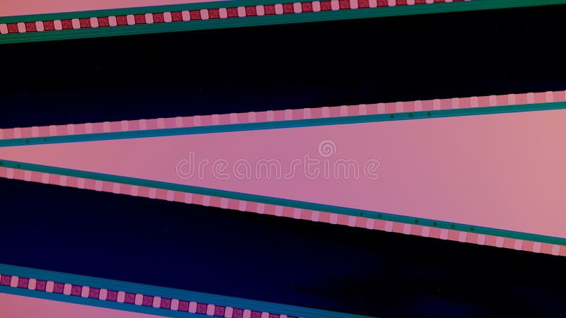 Two Black Film Strips on Pink Background Close Up. 35mm Film Slide ...