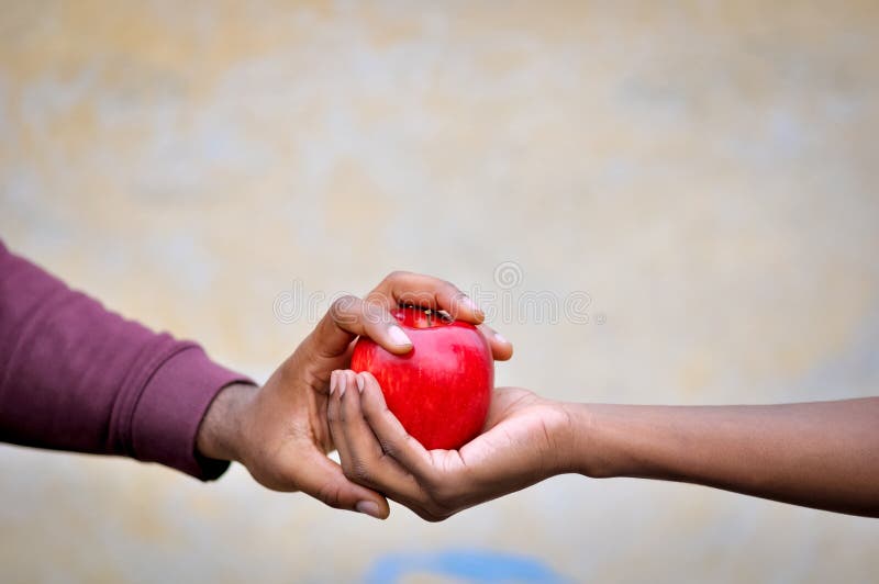 Two Black Hands Keeping a Red Apple Stock Image - Image of apple, fruit ...