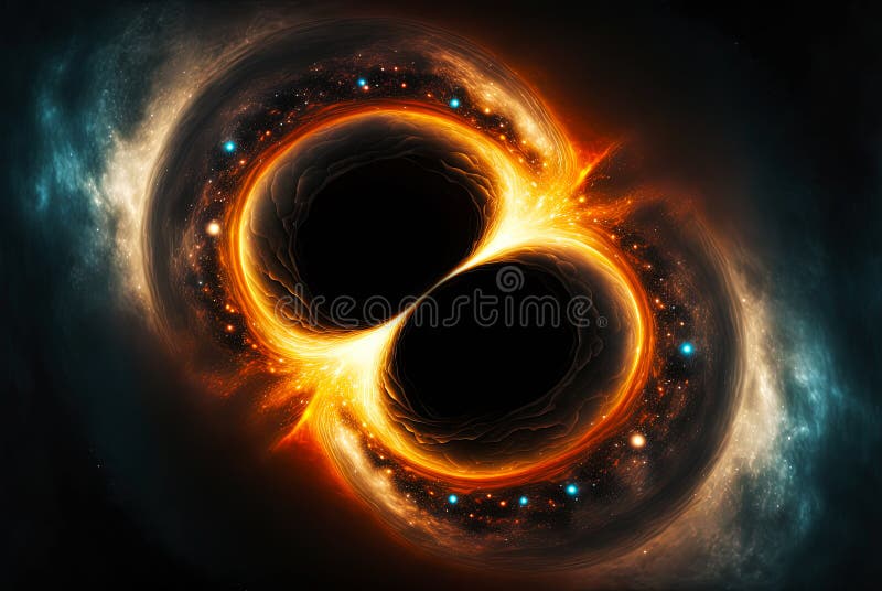 Two Black Holes Absorbing Each Other. Strange Universe Stock Image ...