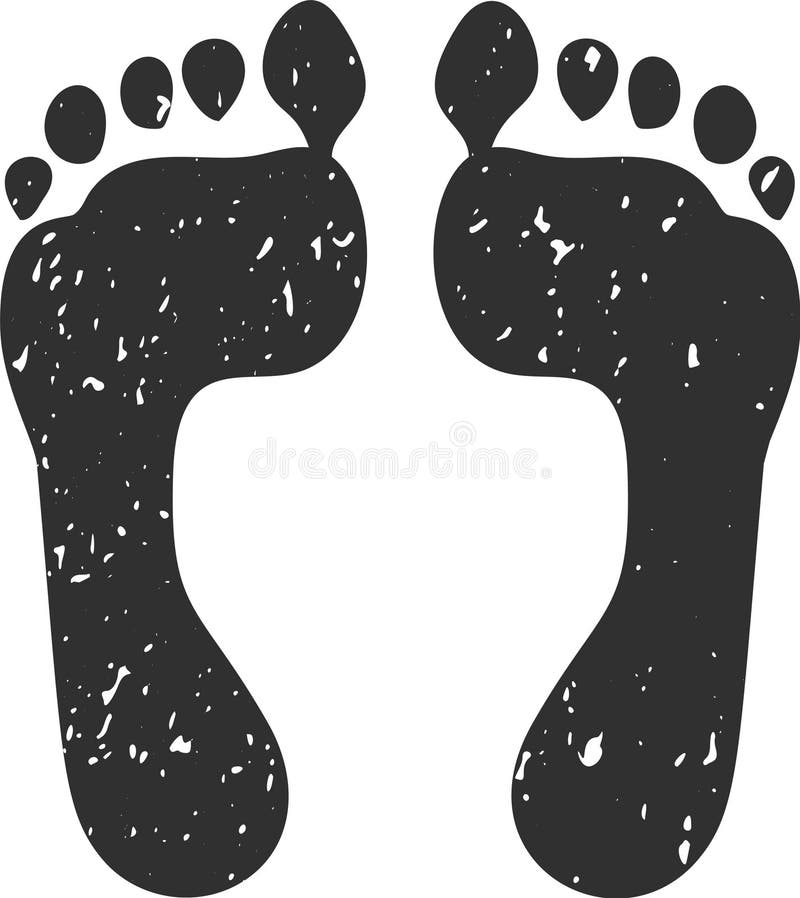 Two Black Human Footprints with Toes Pointing Forward are Visible on a ...