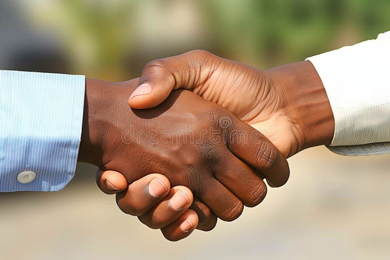 Two Black Men Hands in a Handshake Outdoors. Stock Photo - Image of ...