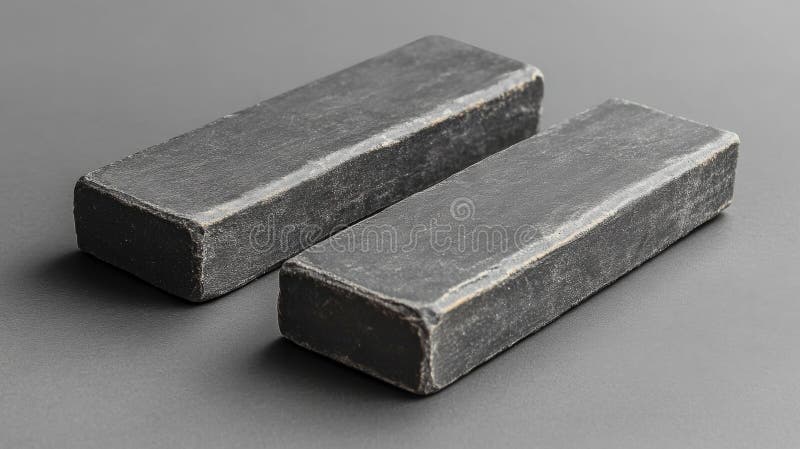 Two Black Metal Ingots on Gray Background Generative AI Stock ...
