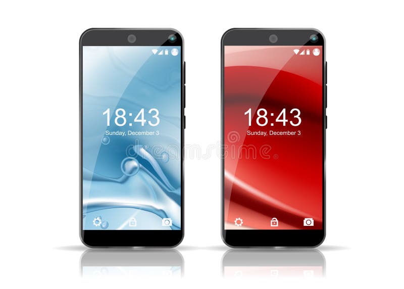 Two Black Mobile Phone, Smartphone with Nice Background. Realistic ...