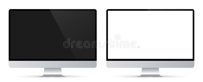 Two Black Monitor Mockup with White and Black Empty Display - Vector ...