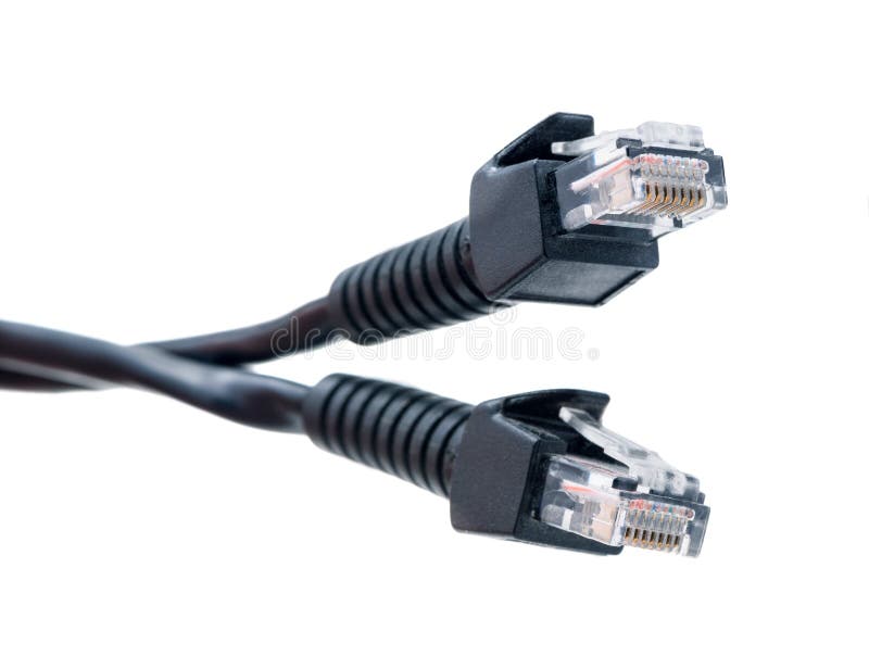 Two Black Network Cables stock image. Image of data, white - 64780399