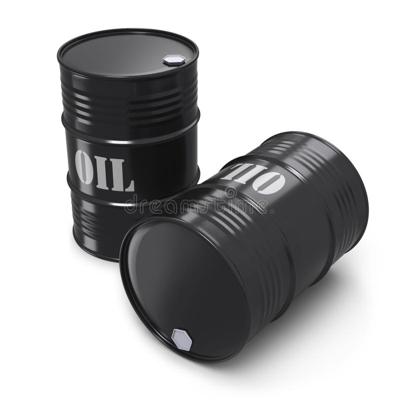 Two Black Oil Barrels on White Background Stock Illustration ...
