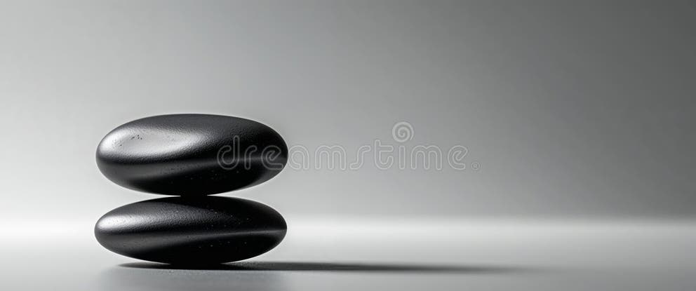 Two Black Pebbles Stacked on Top of Each Other Stock Image - Image of ...