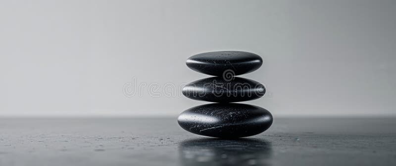 Two Black Pebbles Stacked on Top of Each Other. Stock Photo - Image of ...