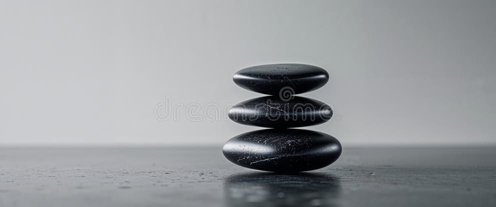 Two Black Pebbles Stacked on Top of Each Other. Stock Photo - Image of ...