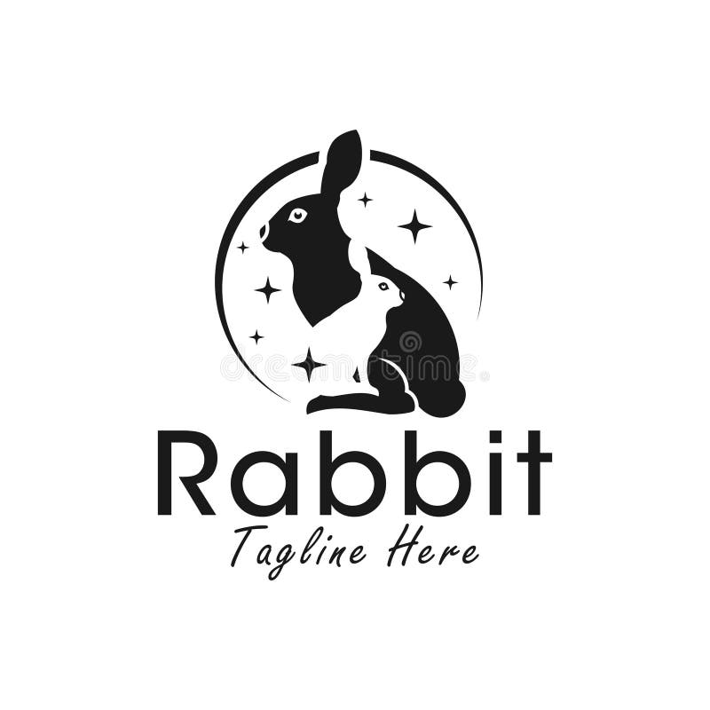Two black rabbits logo stock illustration. Illustration of bunny ...