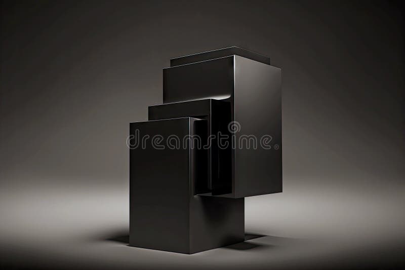 Two Black Rectangles on Pedestal As 3d Abstract on Black Background ...
