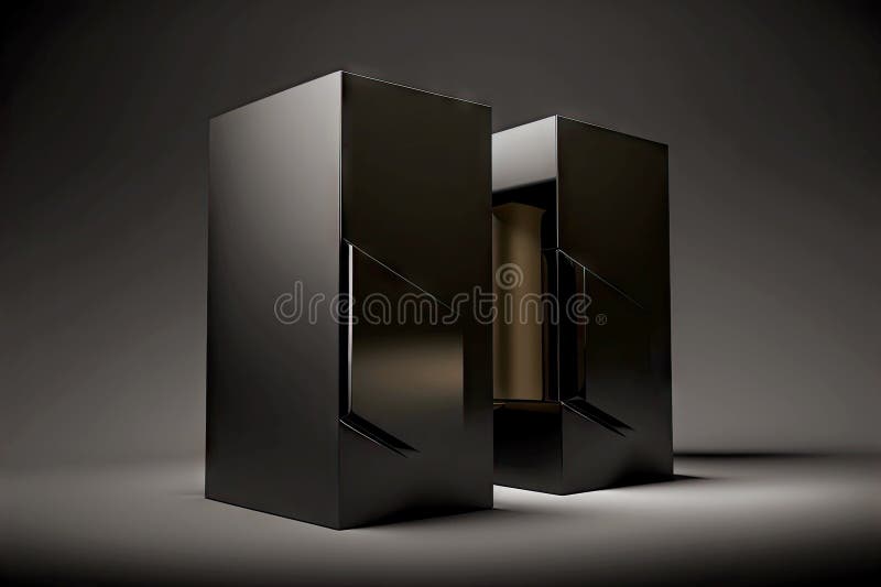 Two Black Rectangles on Pedestal As 3d Abstract on Black Background ...
