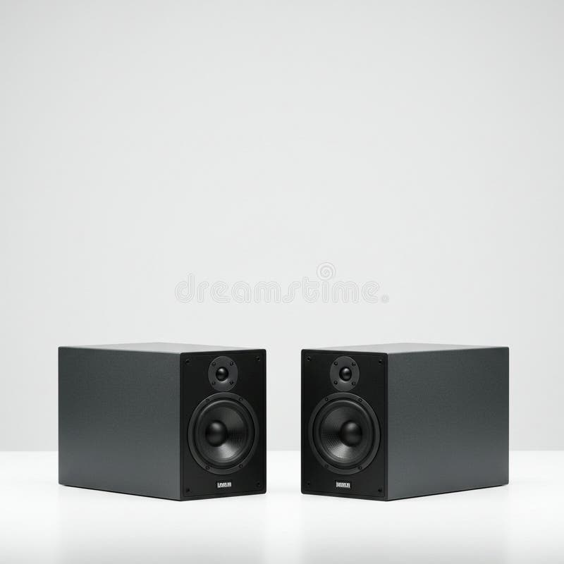 Two Black Rectangular Speakers with a Minimalist Design are Placed Side ...