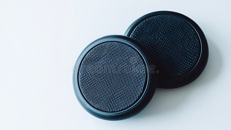 Two Black Round Objects with a Black Fabric on Them Stock Image - Image ...