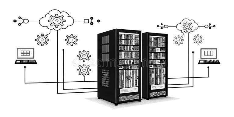 Advanced AI System Networked Servers Powering Futuristic Computing ...
