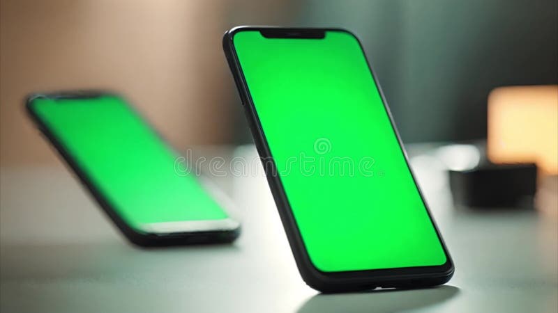 Two Smartphones with Green Screens Stock Footage - Video of electronics ...