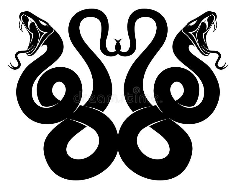 Two Black Snakes Hug Each Other in a Shape of Heart Tattoo Stock Vector ...