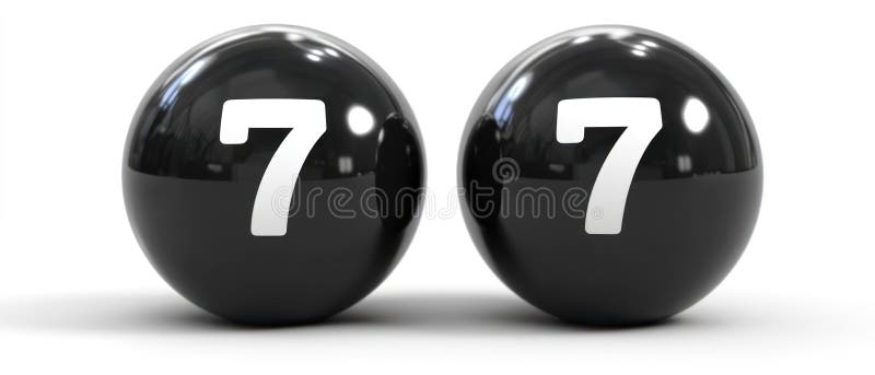 TWO BLACK SPHERES with WHITE NUMBER 7 Stock Photo - Image of render ...