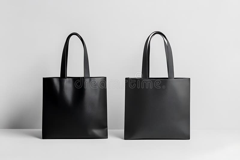 Two Black Tote Bags on White Background Stock Illustration ...