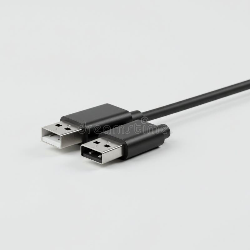 Two Black USB Cables with Standard a-type Connectors are Shown on a ...