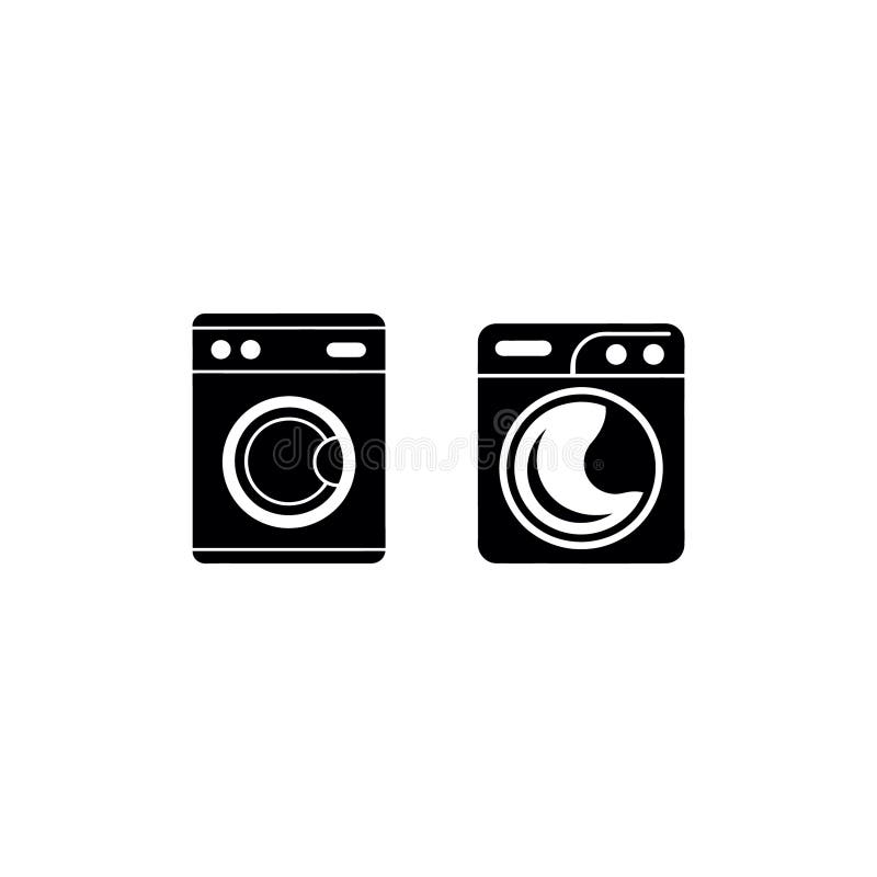 Complete Washing Machine Icon and Silhouette Vector Collection Modern ...