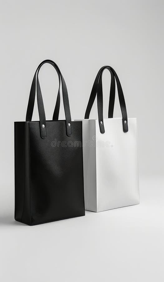 Two Black and White Bags are Shown Side by Side Stock Image - Image of ...