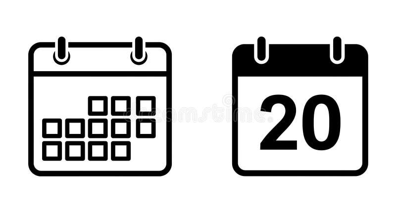 Two Black and White Calendar Icons are Depicted. the Left Icon Features ...