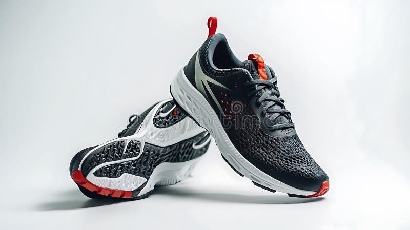 Two Black and White Nike Shoes are Displayed on a White Background ...