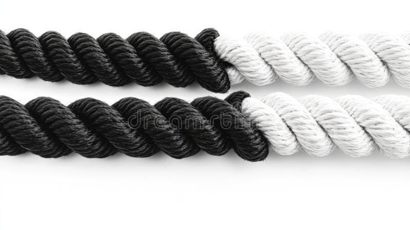 Two Black and White Ropes Lying on a White Surface, Ready for Use or ...