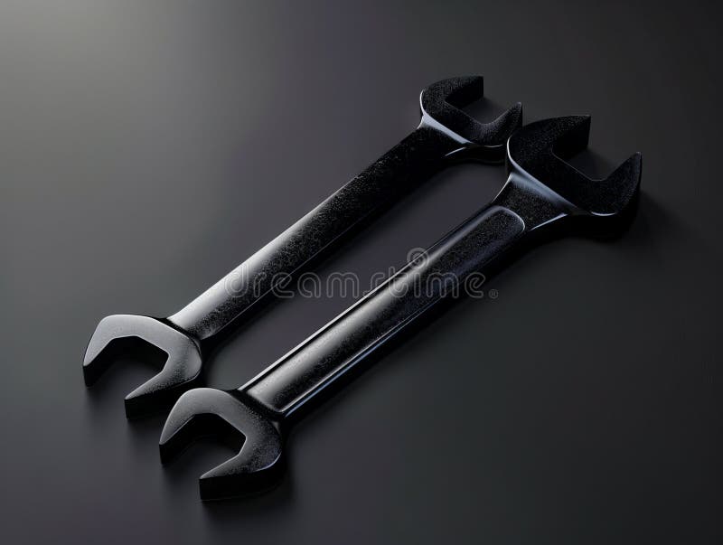 Two Black Wrenches on a Black Surface Stock Photo - Image of surface ...