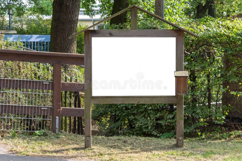 Two Blank Ad Space Sign on Wooden Stand in the Park Stock Image - Image ...
