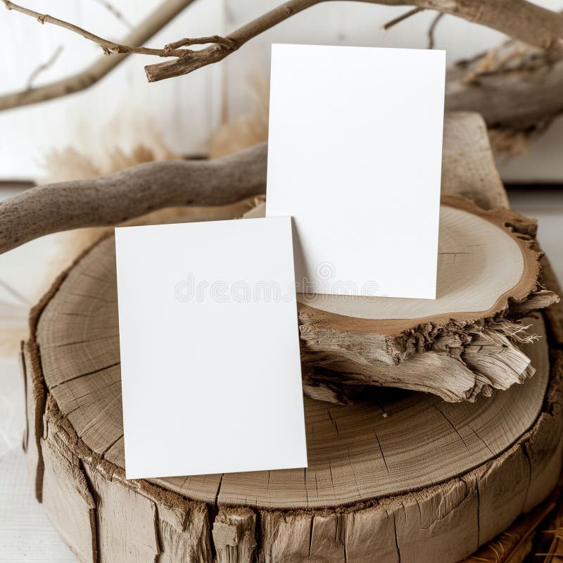Two Blank Cards on Tree Stump Stock Illustration - Illustration of ...
