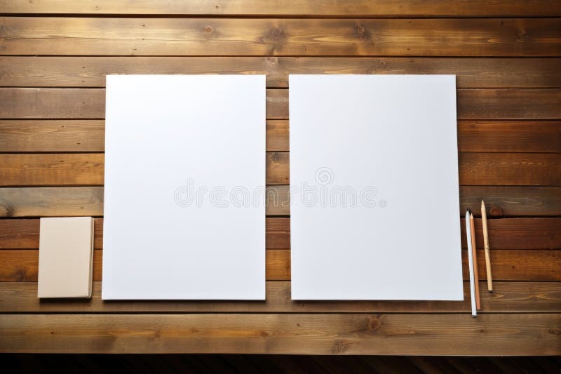 Two Blank Drawing Sheets on the Table. Searching for Ideas for ...