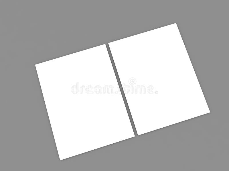 Two Blank Empty A4 Paper Sheets on a Gray Background. Stock ...