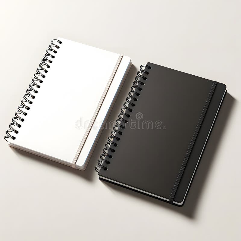 Two Blank Notebooks, Black and White Stock Illustration - Illustration ...