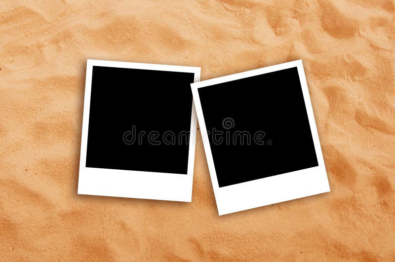 Two Blank Photo Frames on Beach Sand Stock Image - Image of collection ...