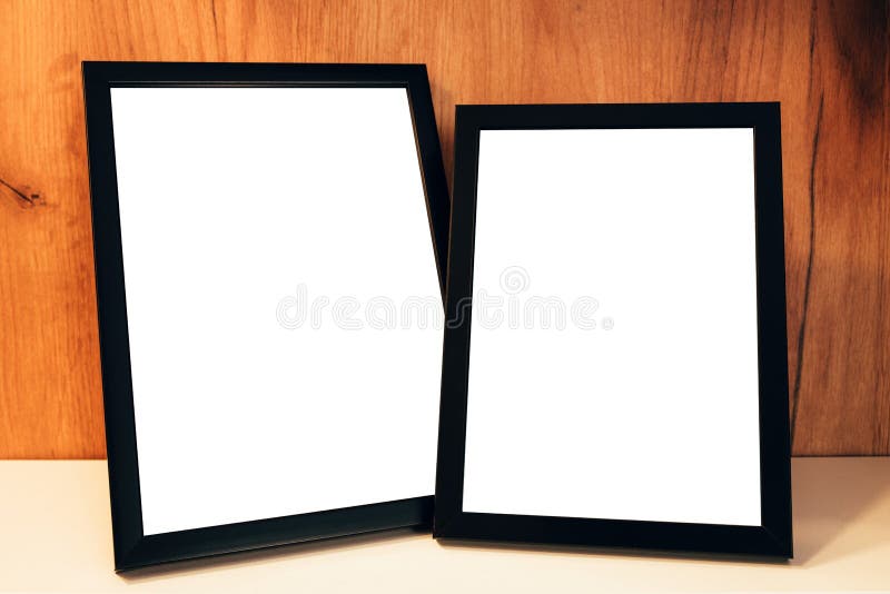 Two Blank Picture Frames on the Shelf As Mockup Copy Space Stock Image ...