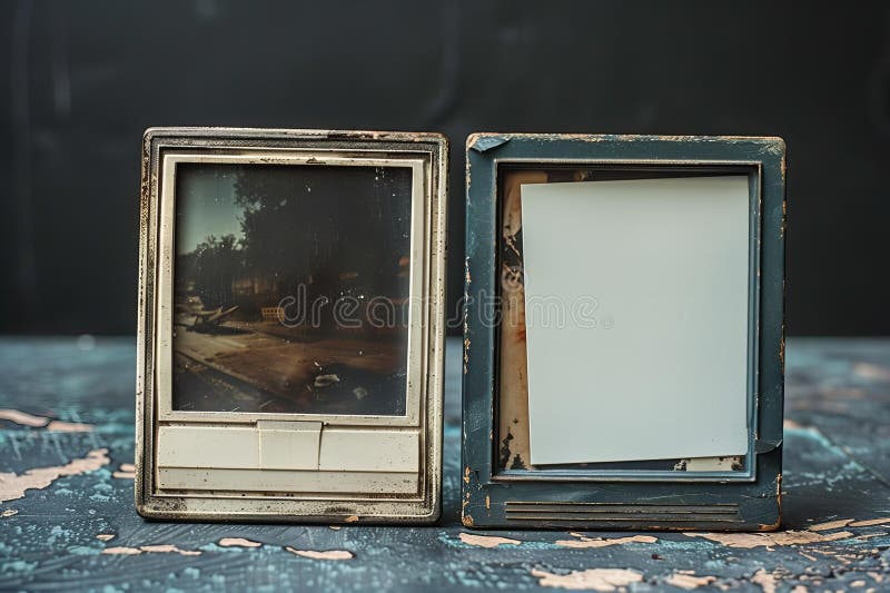 Two Blank Polaroid Photo Frames, on the Left Side of One Frame is an ...