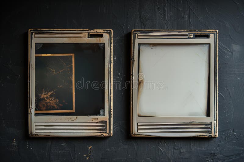 Two Blank Polaroid Photo Frames, on the Left Side of One Frame is an ...