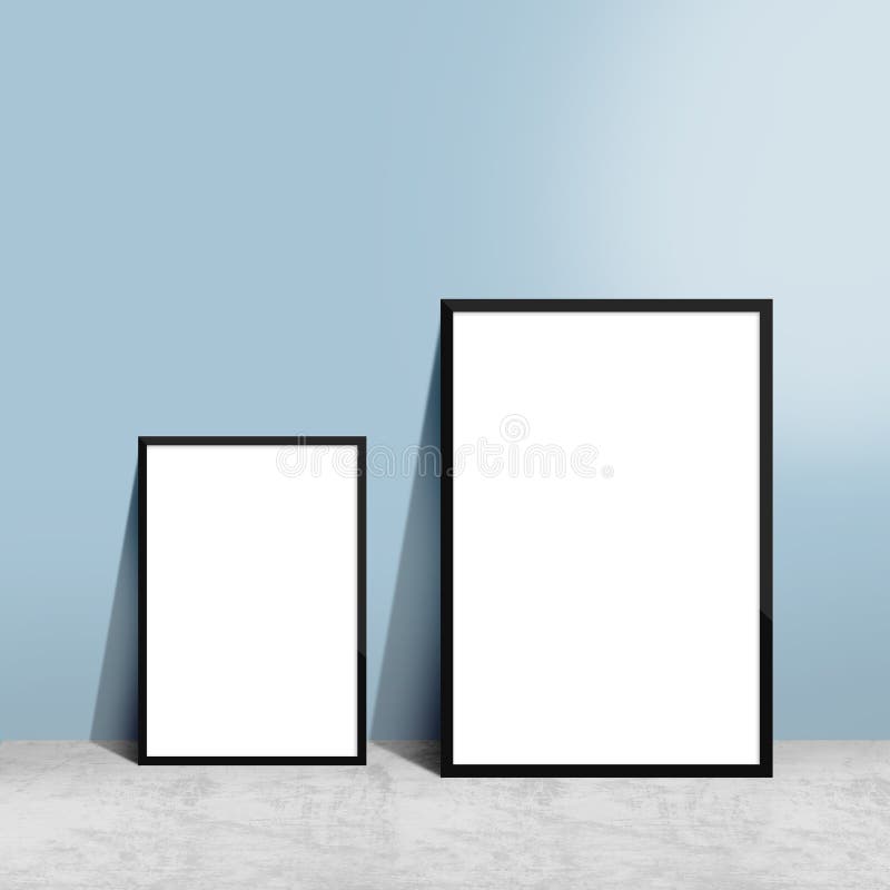 Two Blank Posters in Frames Stock Photo - Image of floor, blank: 99084720
