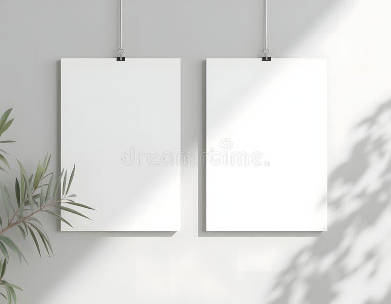 Minimalist Blank Posters Mockup with Soft Lighting Stock Illustration ...